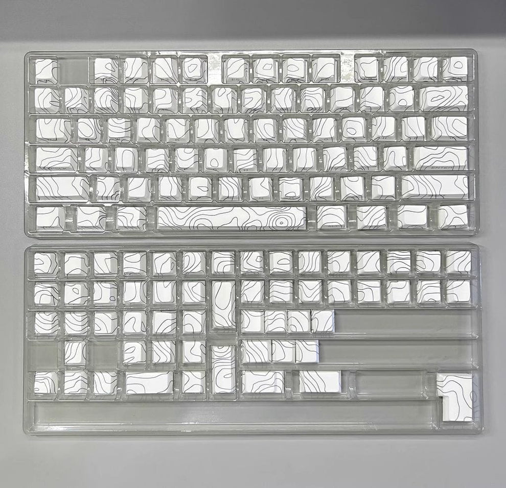 White Topographic Side Engraved Cherry Keycaps – FancyKeebs